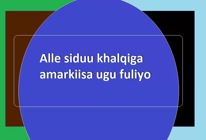 Alle siduu khalqiga amarkiisa ugu fuliyo
